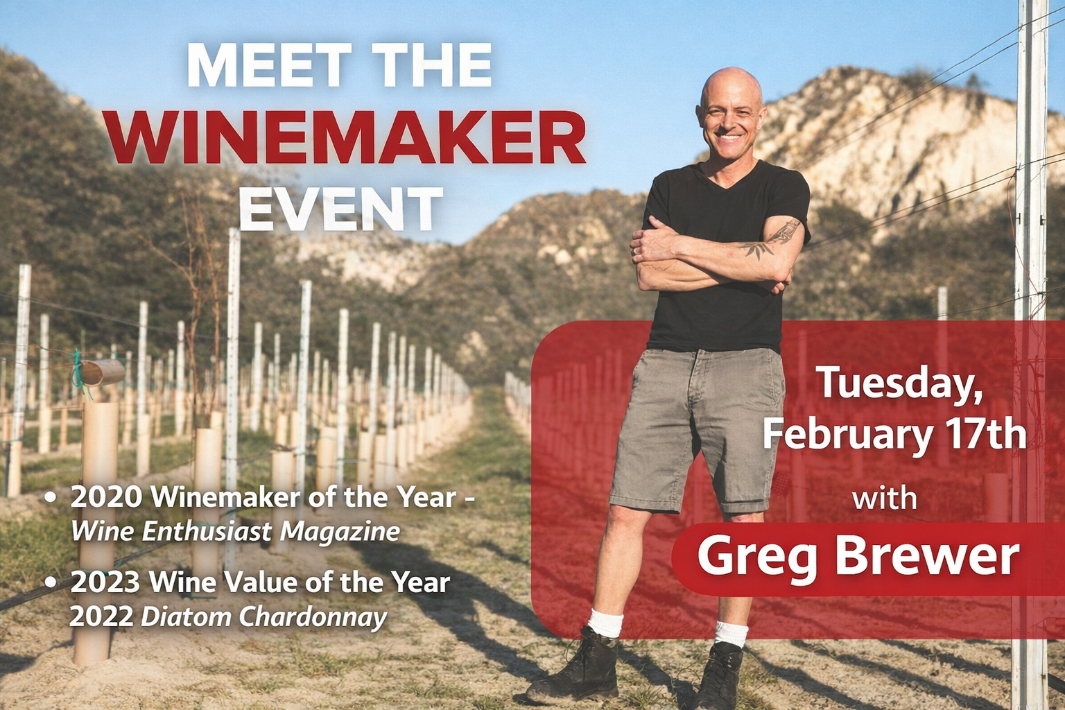 Meet the Winemaker: Greg Brewer at Clayton on Tuesday, February 17th
