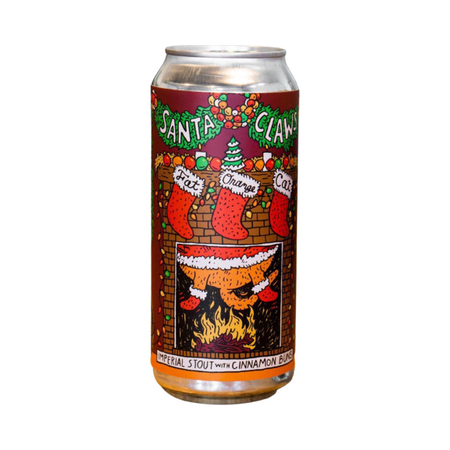 Fat Orange Cat Santa Claws - Single